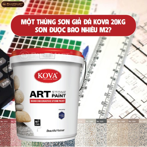 Một thùng sơn giả đá Kova 20kg sơn được bao nhiêu m2?