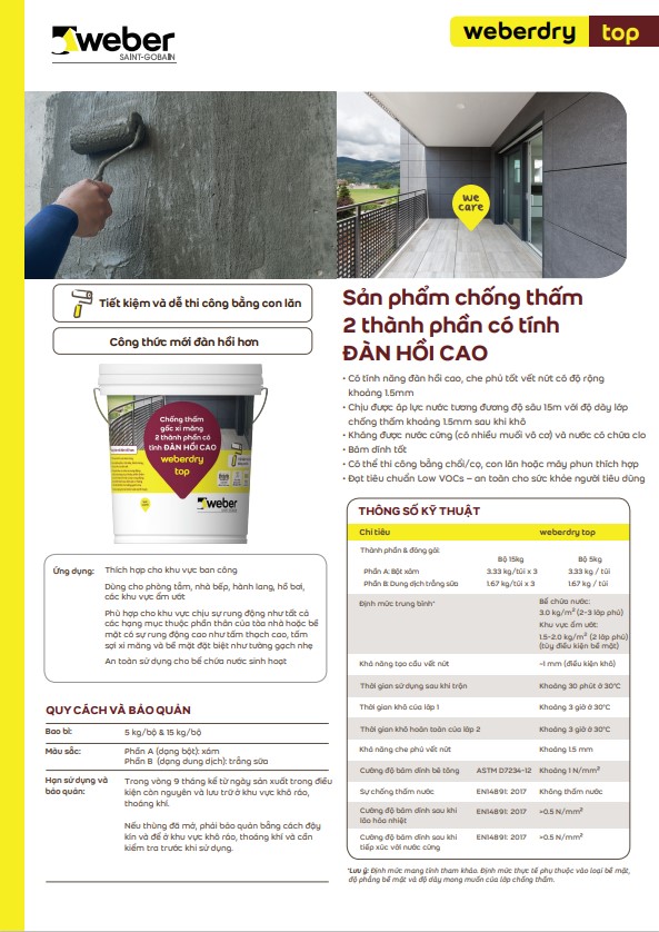 Chống thấm gốc xi măng weberdry top - Lon 5Kg