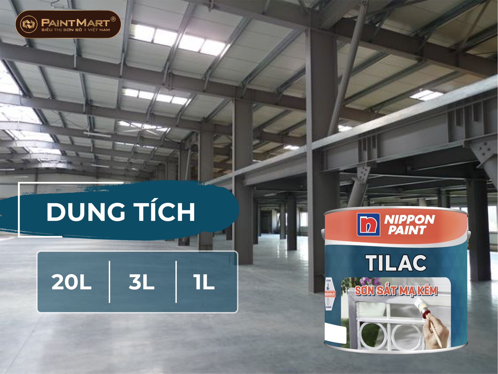 Sơn sắt mạ kẽm 2 trong 1 Nippon Tilac - Thùng 3L