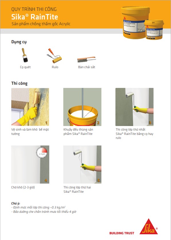 Chất chống thấm gốc acrylic Sika raintite -20Kg