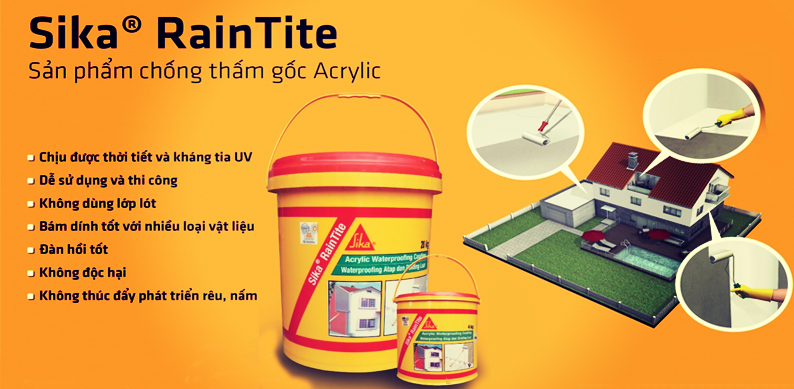 Chất chống thấm gốc acrylic Sika raintite - 4Kg